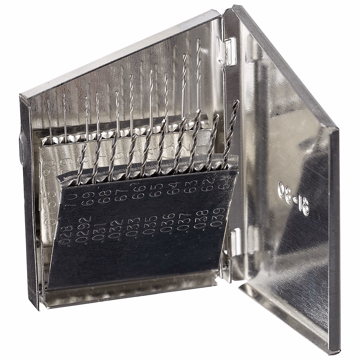 Chicago Latrobe - 57715 150D Series High-Speed Steel Jobber Length Drill Bit Set with Metal Case, Uncoated (Bright) Finish, 118 Degree Conventional Point, Wire Size, 20-piece, #80 - #61