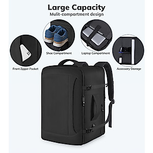 Carry On Backpack, Travel Backpack Airline Approved with USB Charging Port, Extra Large Backpack 50L Expandable Water Resistant Suitcase Luggage Weekender Bag, Travel Gifts for Men Women