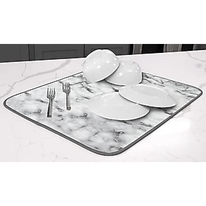 S&T INC. Absorbent, Reversible XL Microfiber Dish Drying Mat for Kitchen, 18 Inch x 24 Inch, Marble