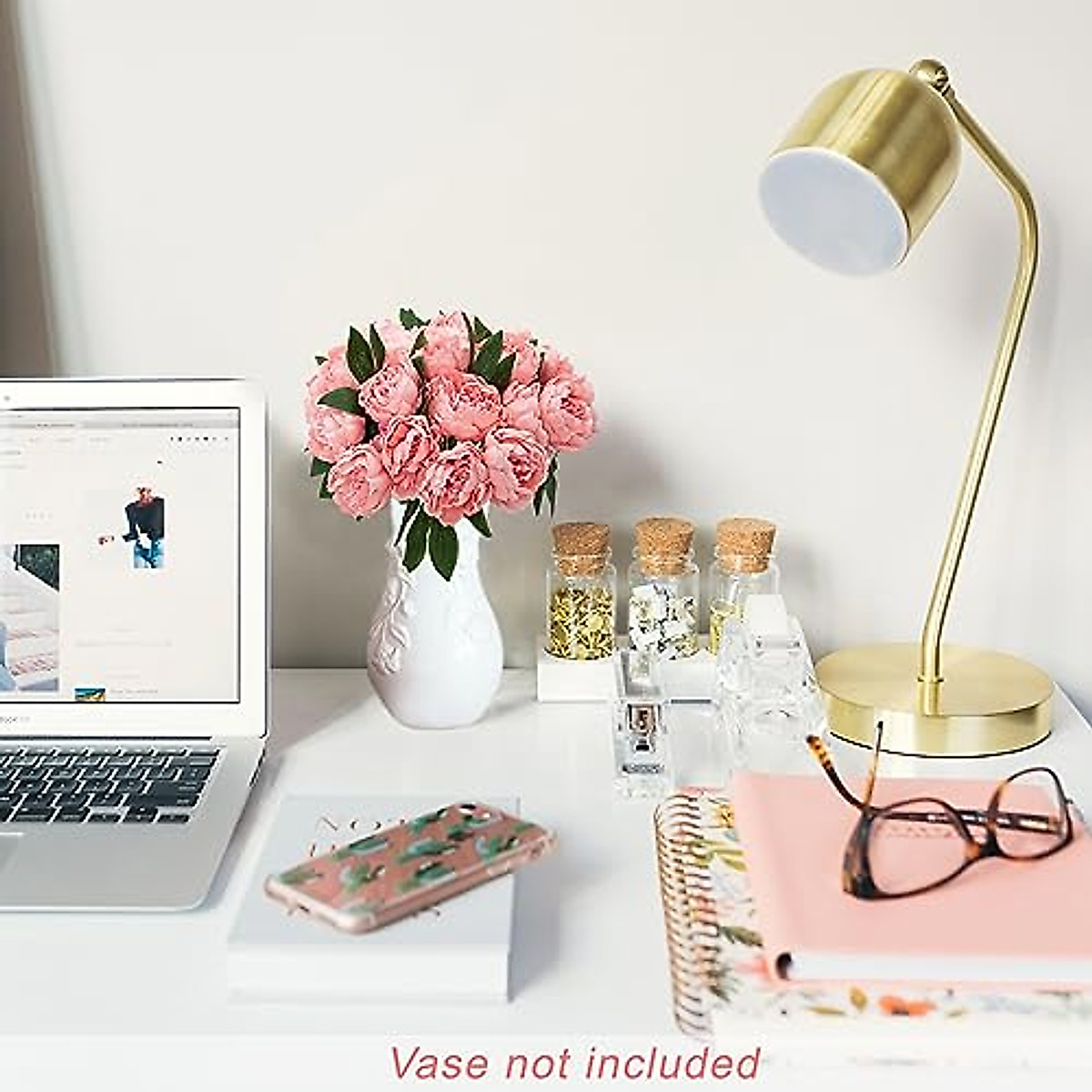 Softflame Artificial/Fake/Faux Flowers - Peony Bundle Pink Color, Pack of 5, Totally 25 Heads, for Wedding, Home, Party, Restaurant