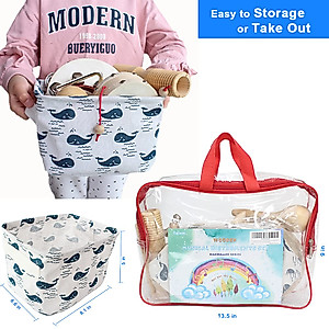 Tuoveek Wooden Musical Instruments Set,Percussion Instrument Kit for Kids Baby,Rhythm Device for Preschool Education,Family Band Include Maracas,Tambourine,Castanet,Steel Triangle,Cloth Basket