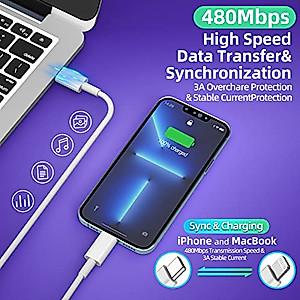 [Apple MFi Certified] iPhone 15/15 Pro/15 Max/15 Pro Max Fast Charger 2Pack, 20W PD Fast Type C Wall Charger with 6.6FT USB C Cable&10ft USB C to Lightning Cable, Fast Charger Block for iPhone/iPad