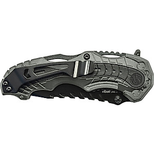 Smith & Wesson SWMP6S 7.7in High Carbon S.S. Assisted Folding Knife with 3.4in Serrated Clip Point Blade and Aluminum Handle for Tactical, Survival and EDC,Black