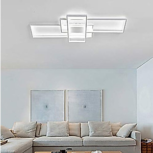 LED Living Room Dining Room Flush Mount Ceiling Light Fixtures Ceiling Hanging Lighting Dimmable Remote Acrylic Chandeliers Modern Designer 3 Rectangle Hotel Lobby Kitchen Bedroom Decor Ceiling Lamp