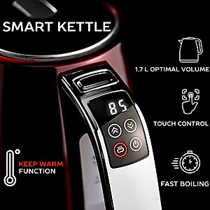 Max Electric Kettle Temperature Control Stainless Steel 1.7 L Tea Kettle, BPA-Free Hot Water Boiler Cordless with LED Light, Auto Shut-Off, Boil-Dry Protection, Keep Warm, 1500W Fast Boiling, Tea pot, Tea kettle, MX-EK01S02