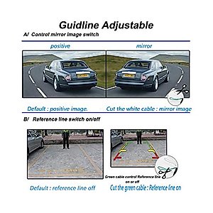 Backup Camera for Car Casoda Wide View Angle 2-in-1 Universal Car Front Side Rear View Camera,2 Installation Options Removable Guildlines,Mirror Non-Mirror Image,12V Only