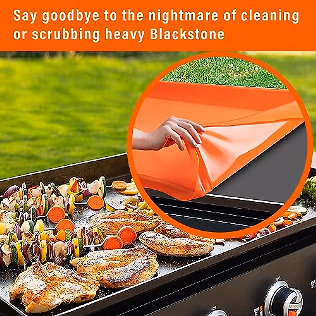 Ezebesta Silicone Griddle Mat for Blackstone 28 Inch Griddle，Protective Cover Mats Blackstone Griddle Top，Covers for Blackstone Protector Outdoor-Orange/High Wall Design