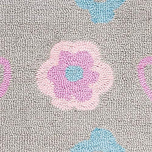 SAFAVIEH Kids Collection 5' x 8' Grey / Pink SFK918C Handmade Floral Wool Area Rug