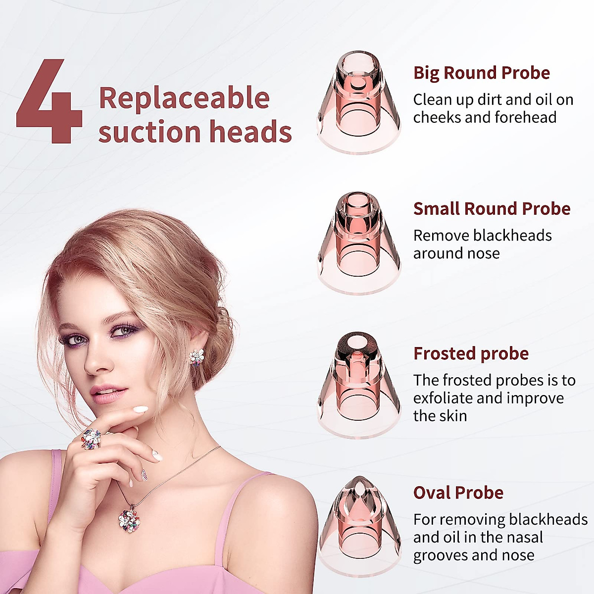 Blackhead Remover Pore Vacuum Extractor-2025 Upgrade GERY Blackhead Cleaner Electric Comedone Acne Extractor Kit Facial and Nose Peel Whitehead Black Head Removal Tool,Red&Blue Light, and 4 Porbes