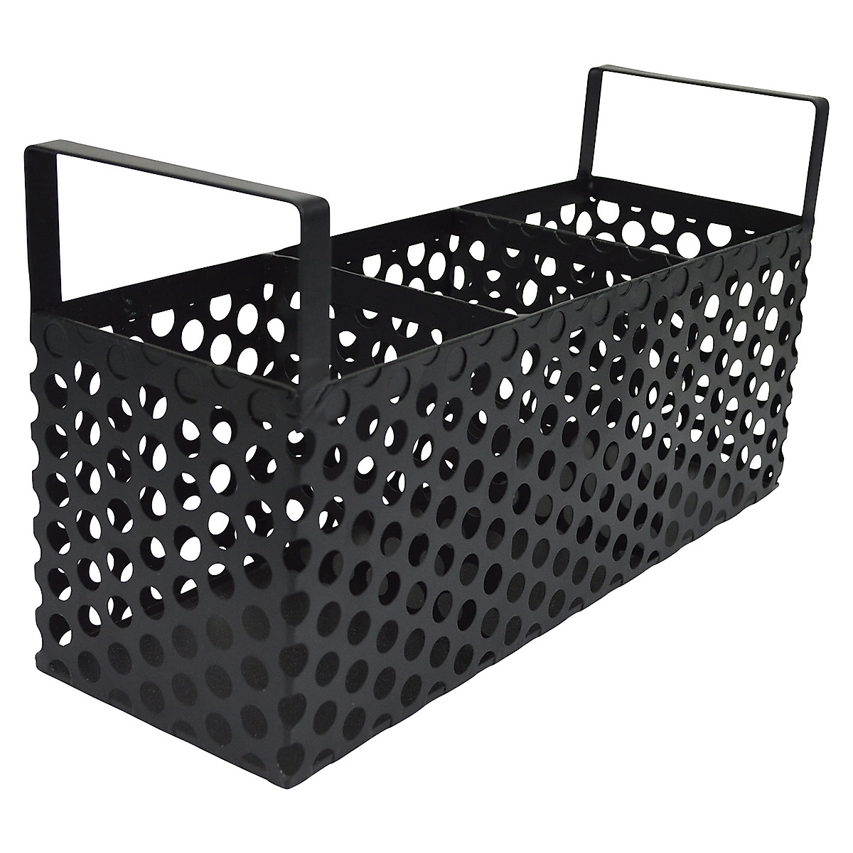 Boston Warehouse Modern Circles Flatware Caddy, 3 Section, Matte Black