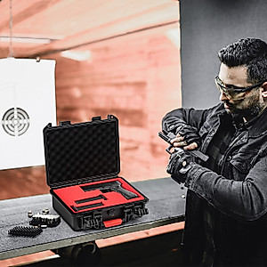Kinghardcase Tactical Hard Gun Case DIY Water & Shock Proof With Foam TSA Approved Waterproof Hard Case for Pistol Accessories 11.4 * 9.4 * 4.5in1