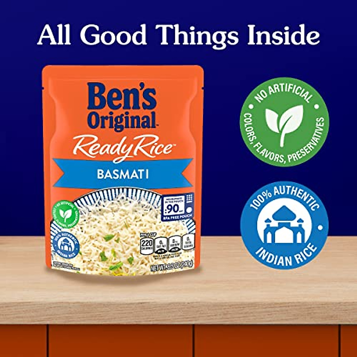 BEN'S ORIGINAL Ready Rice Basmati Rice, Easy Side Dish, 8.5 OZ Pouch (Pack of 6)