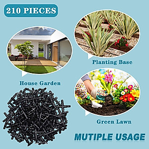 Irrigation Fitting Kit Drip Irrigation Barbed Connector Include 50 Single Barbed Connector 20 Tee 20 Elbow 20 4-Way Coupling and 100 Irrigation Support Stake Hose Holder for 1/4 Inch Tubing 210 Piece