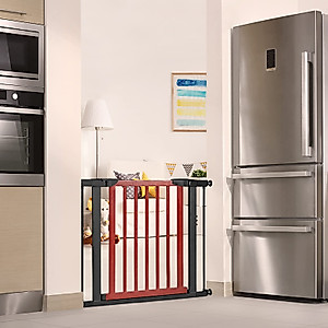 Costzon Baby Safety Gate, 29.5-38’’ Dog Gate for Doorways, Auto Close Pressure Mounted Fits Opening, Kit Easy Walk Through, Extendable Pets Gate Barrier for Stairs, Doorway, Kitchen (Coffee)