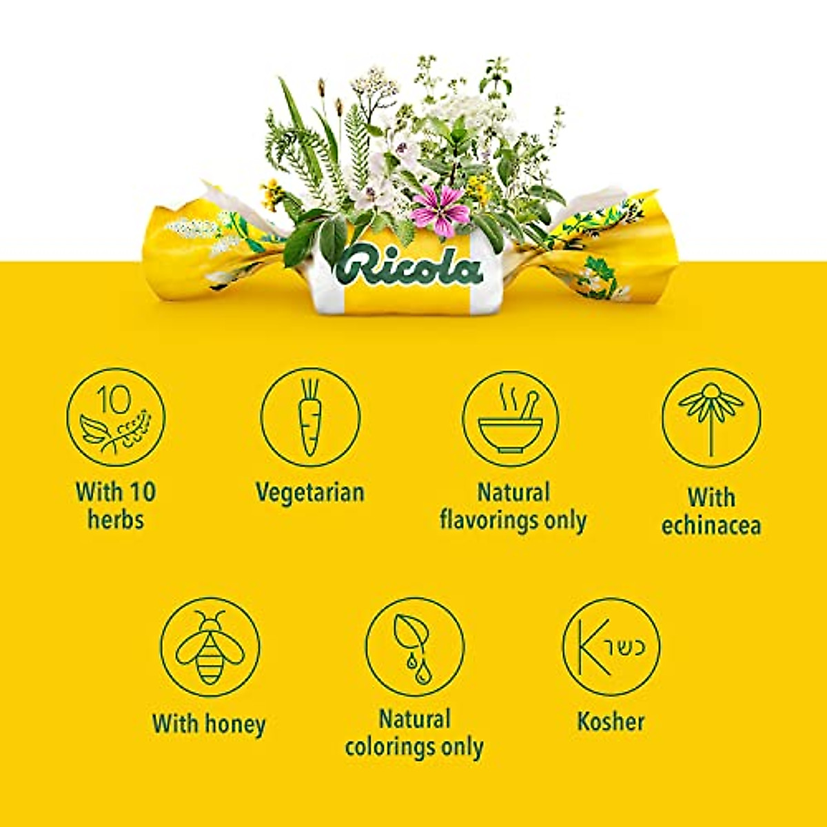 Ricola HoneyLemon with Echinacea Cough Suppressant Throat Drops, 19 Count (Pack of 1)