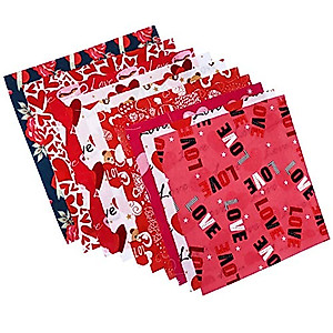 EXCEART Fabric Fabric 30 Sheets Assorted Craft Fabric Bundle Patchwork Fabric Sets Quilting Sewing Patchwork Cloths Delicate Sewing Patchwork Cloths DIY Craft Heart Pattern Quilting Quilted