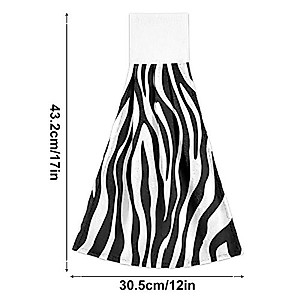 xigua Zebra Hanging Tie Towel Set of 2 Absorbent Soft Wipe Cloth Hanging Hand Towels for Kitchen Bathroom Home Decor