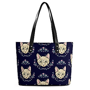 Womens Handbag Cats Leather Tote Bag Top Handle Satchel Bags For Lady