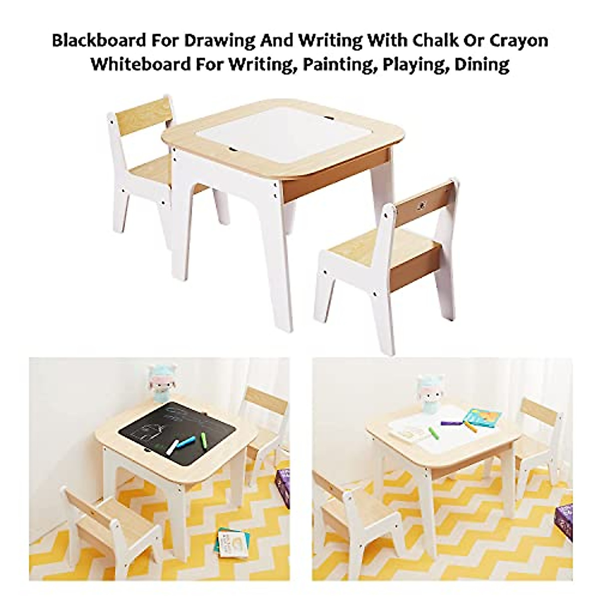Toffy & Friends Toddler Table and Chairs Set with Storage, 3 in 1 Table Furniture Convertible Set with Storage Space for Toddlers, Drawing Reading Art Playroom Activity Table Desk Sets