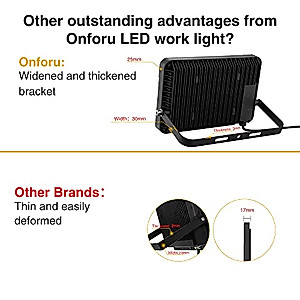 Onforu 2 Pack 50W LED Flood Light Outdoor, 4500lm LED Work Light, IP66 Waterproof Outdoor Floodlights with Plug, 6500K Daylight White Super Bright Security Light for Yard, Garden, Garage, Lawn