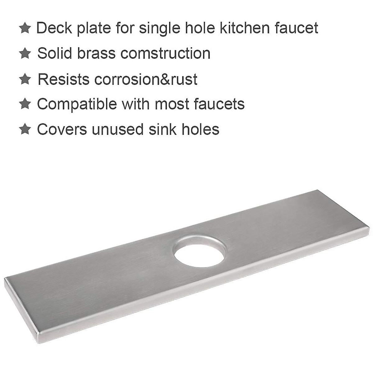 COOLWEST Square Deck Plate 10 Inch Hole Cover Escutcheon for Single Hole Kitchen Faucet, Rectangle Stainless Steel Rectangular 3-hole Cover Faucet Plates