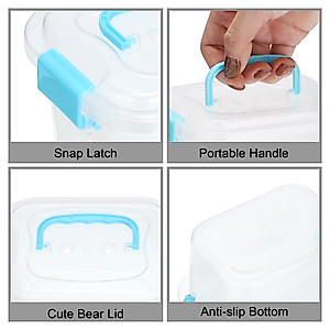 BTSKY 8 Pack Small Clear Plastic Storage Containers-4.5x3.3x2.7 Inch, Portable Mini Storage Box with Lid & Handle Multipurpose Craft Storage Containers for Crayons, Toys, Hair Ties, Beads,etc