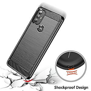 GSDCB Case for Motorola Moto G Power 2022 Case with Tempered Glass Screen Protector, Carbon Fiber Brushed Texture Soft Flexible TPU Slim Fit Shockproof Phone Cover for Women Men Girls Boys (Black)