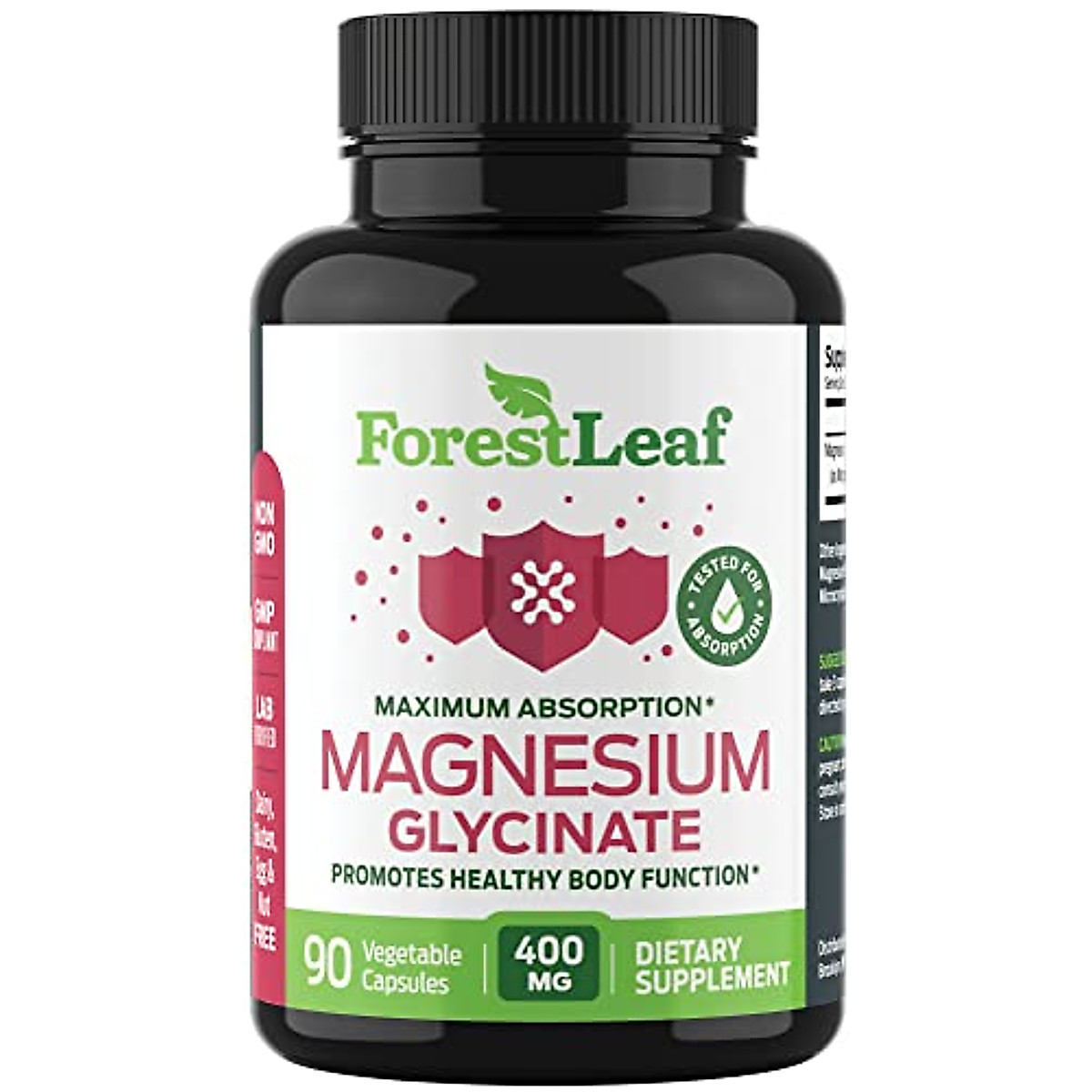 Pure Magnesium Glycinate Capsules - High Absorption Magnesium Glycinate - Pure Mag Bisglycinate for Stress, Bones, Muscles, Nerves, Sleep, Relaxation & Heart Health - Non GMO & Gluten Free (90 Count)