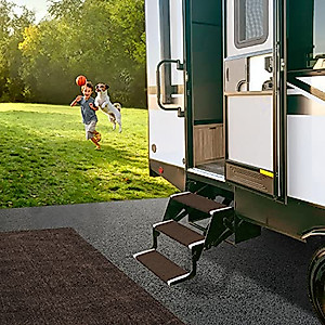 Prest-O-Fit 3-Pack 2-4066 Outrigger RV Step Rug Chocolate Brown 18 in. Wide