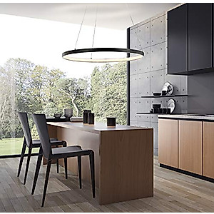 JONATHAN Y JYL7202A Bradley 15.7" Round Integrated LED Metal Pendant Chandelier Modern Contemporary Transitional Dining Room Living Room Kitchen Foyer Bedroom Hallway, Matte Black