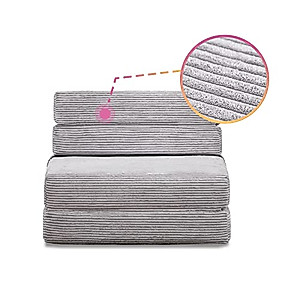 Mixoy Folding Sofa Mattress, Tri Fold Sofa Chair Bed 6.3”,Upholstered Guest Chaise,Floor Couch Sleeper,Folding Futon Sofa Bed Lounge Chaise for Guests,Living Room and Bedroom(Twin Size, Light Grey)
