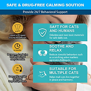 TachengMc Cat Calming Diffuser, Cat Pheromones Calming Diffuser with 1 Diffuser + 2 Refills 48ml, Cat Anxiety Relief Cat Pheromone Diffuser Kit 60 Days, Pheromone Diffuser to Calm Cats