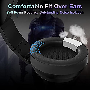 Jeecoo V20U USB Pro Gaming Headset for PC - 7.1 Surround Sound Headphones with Noise Cancelling Microphone- Memory Foam Ear Pads RGB Lights for Laptops