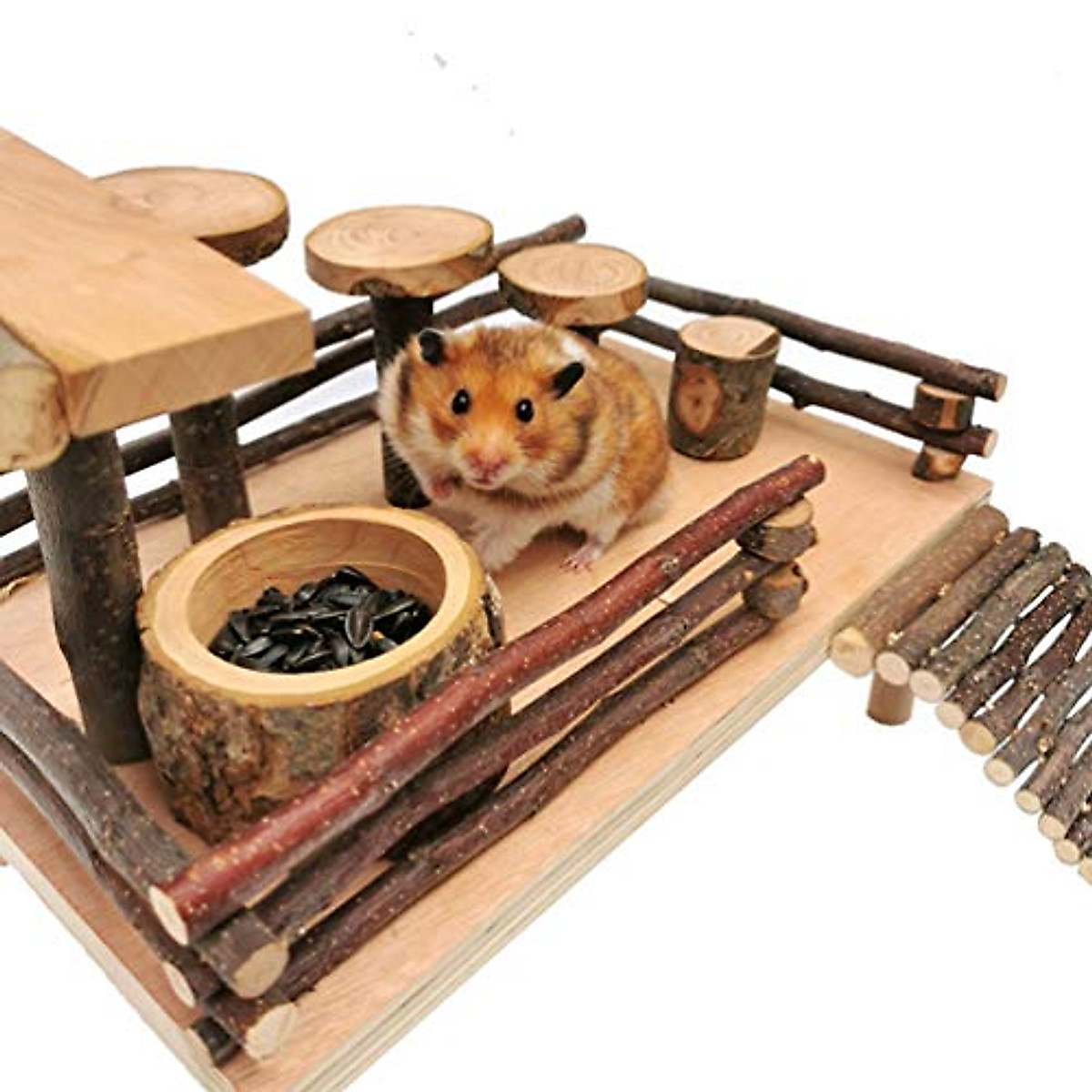POPETPOP Hamster Wooden Food Bowl for Hedgehog Guinea- Pig Gerbil Squirrel Reptiles Chinchilla Ceramic Feeding Dish (Random Color)