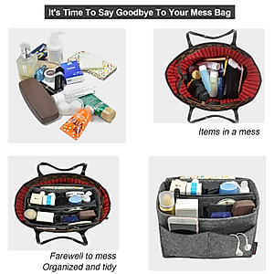 OMYSTYLE Grey Slender Medium Purse Organizer Insert for Handbags, Felt Bag Organizer for Tote & Purse, Tote Bag Organizer Insert with 5 Sizes, Compatible with Neverful Speedy and More?11.2"×3.2"×6.4"