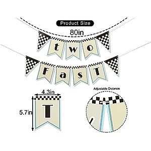 Two Fast Birthday Decorations - Two Fast Banner Racing Car Birthday Party Supplies 2nd Birthday Banner