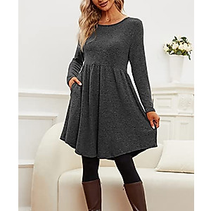 Albe Rita Fall Clothes for Women 2023 Winter Clothes Long Sleeve Dresses Dress Sweater Dress Fall Dresses Maternity Dress with Pockets,Dark Grey,S