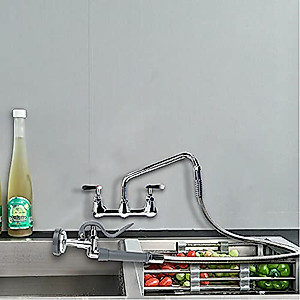 KWODE Pre Rinse Hose with Sprayer Valve 44 Inch Hose with Sprayer Head Replacement Kit Commercial Sink Sprayer Hose for Kitchen Sink Faucet (Free Brass Adapter to Connect Add-on Swivel Spout)