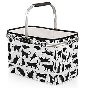 Tavisto Black Cats Versatile and Durable Reusable Grocery Tote Bag - Spacious and Foldable with Fun Print Designs - Perfect for Shopping, Picnics, and Storage