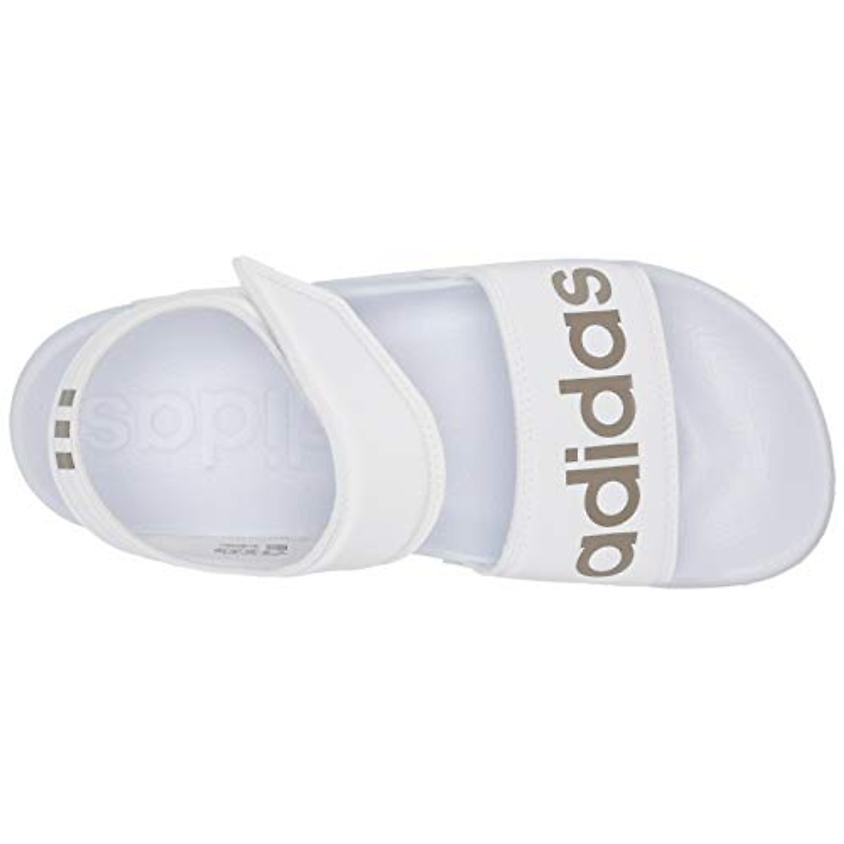 adidas Women's Adilette Sandal Slide, White/Champagne Metallic/White, 9