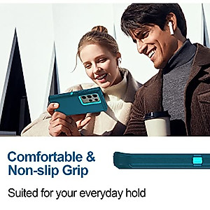 I-HONVA for Samsung Galaxy S23 Ultra Case with 2 Pack Camera Lens Protector Heavy Duty Shockproof 3-Layer Full Body Protection Durable Cover Case for Galaxy S23 Ultra 5G 6.8 inch 2023,Turquoise