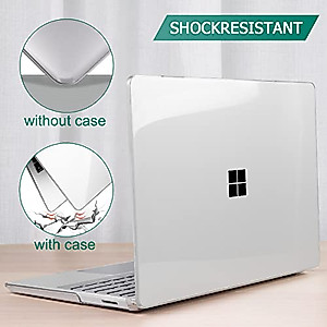 SUROCASE Compatible with Microsoft Surface Laptop Go 2 Go 1 12.4 Inch (2020-2022 Releases) Model 1943, Plastic Hard Case with Screen Protector + Keyboard Cover + Dust Plugs, Crystal Clear