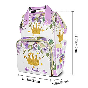 zaaprintblanket Custom Beautiful Butterfly Floral Waterproof Diaper Bag Backpack with Name Personalized Baby Nappy Bags for Women Mommy Girl Gift