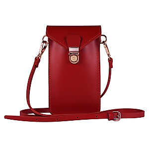 Small Crossbody Cell phone Purse for Women, Touch Screen Cellphone Bag Shoulder Handbag Card holder Wallet (Red)