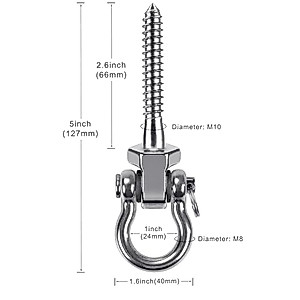 SELEWARE Heavy Duty 180° Swing Hangers, Stainless Steel Eye Screw Bracket, 1800 LB Capacity Playground Yoga Hammock Rope Tire Web Chair Sandbag Punching Bag Porch Swing Sets (4 Pack)