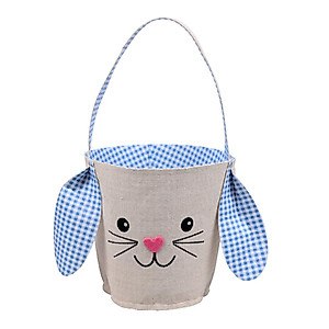 Easter Basket with Bunny Ears and Handle for Toddler Boys or Girls (Blue)