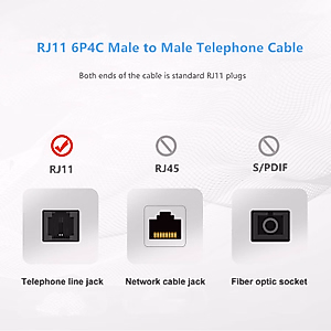 Short Phone Cord, 2 Pack 3 inch RJ11 6P4C Male to Male Telephone Landline Extension Cable Line Wire Connector for Landline Telephone, Modem, Fax Machine, White