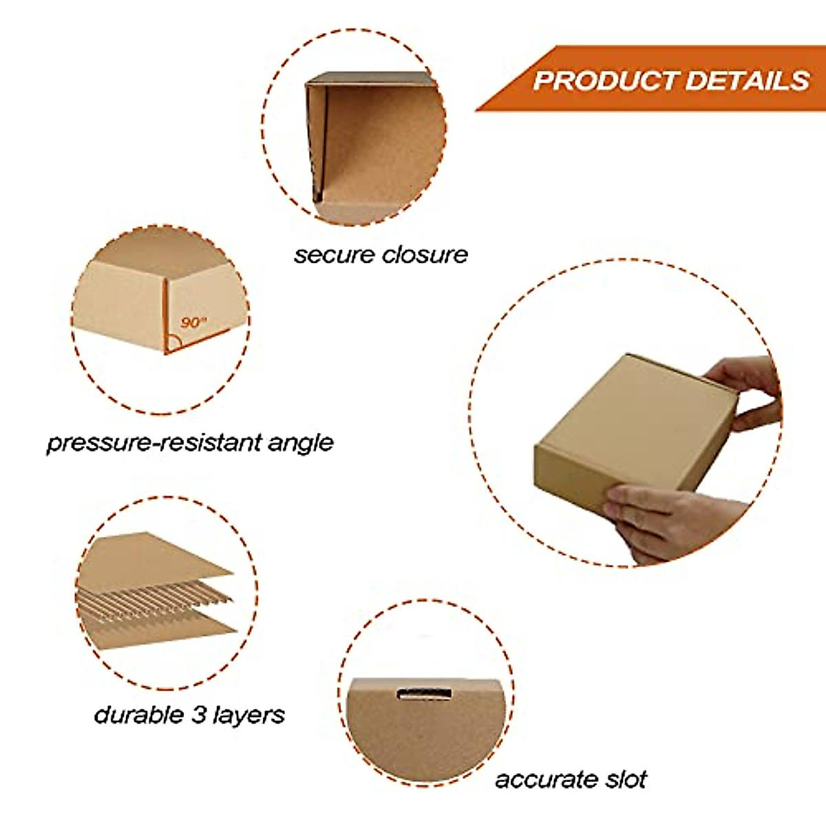 PHAREGE 7x5x2 inch Shipping Boxes 25 Pack, Brown Corrugated Cardboard Mailer Boxes, Small Mailing Boxes for Packaging Small Business