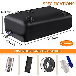 Aipudi Portable Water Tank, 30 Gallon Water Storage Container with 3/4'' PVC Spigot and Overflow Kit, Foldable Water Tank for Garden Water Catcher, Camping Emergency Water Storage Bladder, Black 110L