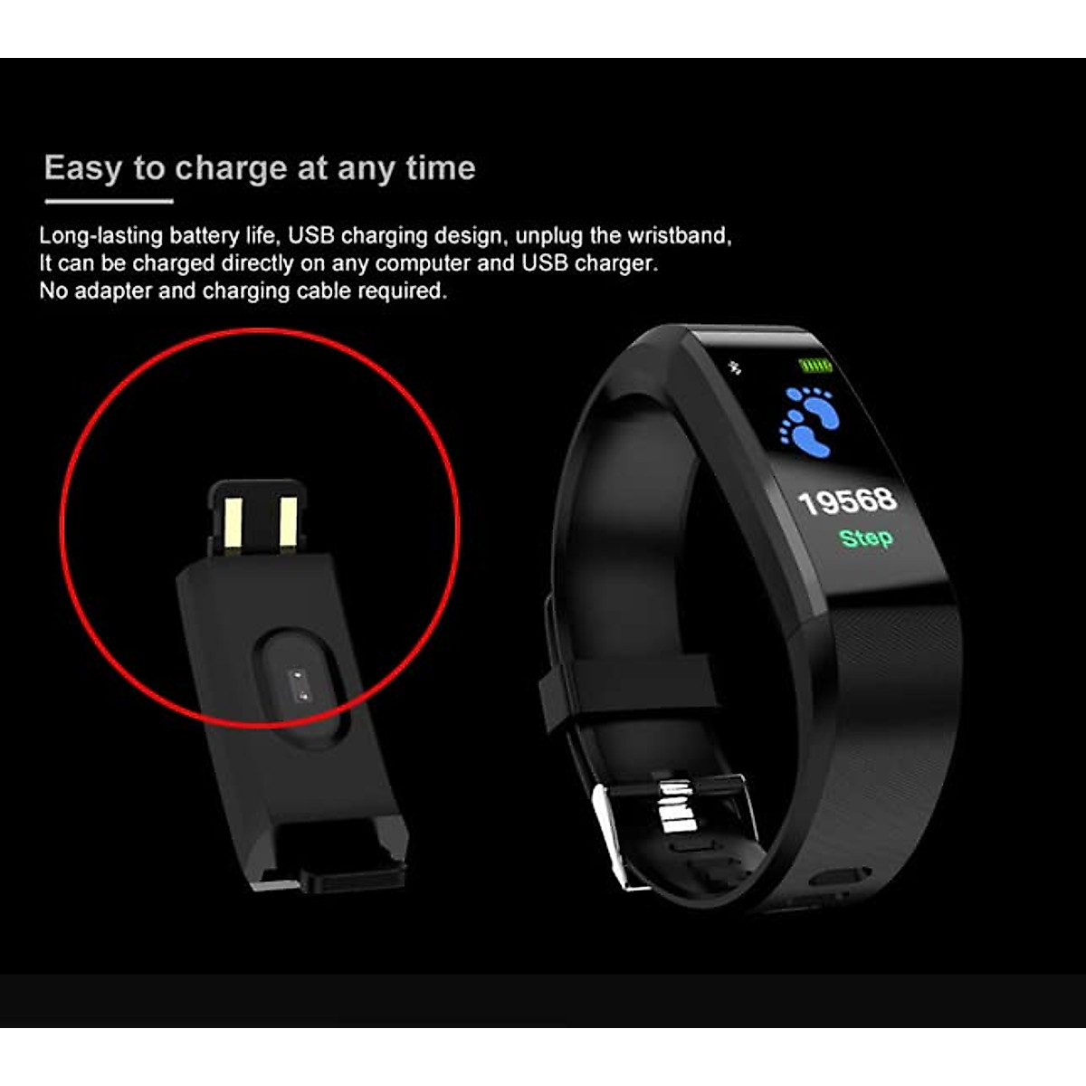 Americode! Smartband Fitness Tracker with Heart Rate Blood Pressure Oxygen Sleep & Temperature Monitor Activity Smart Watch Pedometer for Kids Man Women, Black